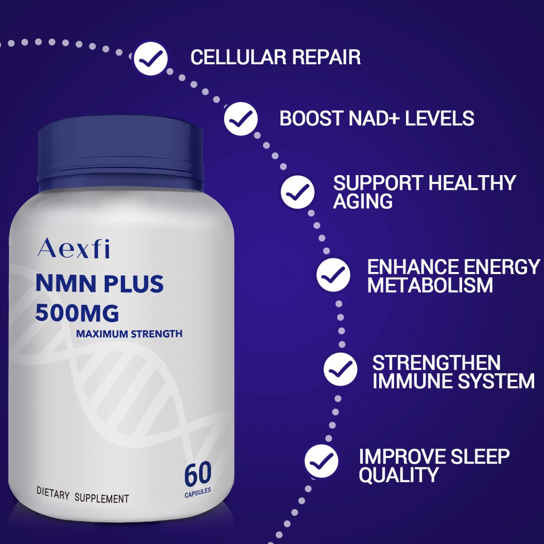 NMN Capsules 500mg (60 Count(Pack of 1))
